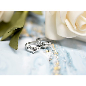 Silver Hoop Earrings Set for Women Sterlings Silver Hypoallergenic Star Earrings Heart Hoop Earrings Danity Cubic Zirconia Cartilage Huggie Hoop Earrings Set for Her Gifts for Birthday Christmas