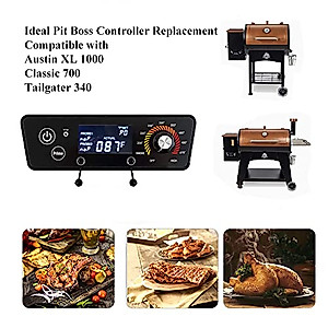 FlameSky BBQ Temperature Controller for Pit Boss Control Board Replacement Parts, Digital Thermostat Control Panel Kit, Digital Display Board with Upgrade LCD Screen Black