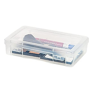 IRIS USA Medium Plastic Hobby Art Craft Supply Organizer Storage Box with Snap-Tight Closure Latch, 10 Pack, Art Satchel Storage Case for Ribbons, Beads, Sticker, Yarn, and Ornaments, Stackable, Clear