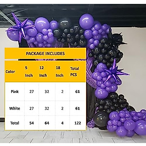 Zee Party Supply Purple Black Balloons Garland Arch 122 PCS Different Sizes 18 12 5 Inch for Gender Reveal Baby Shower Birthday Party Wedding Party Decoration