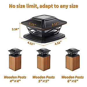 TWINSLUXES Solar Post Lights Outdoor 2 Modes Waterproof LED Solar Fence Cap Light for 3.5x3.5 4x4 5x5 and 6x6 Post in Patio,Deck Walkway and Garden Decoration. (4pack)…