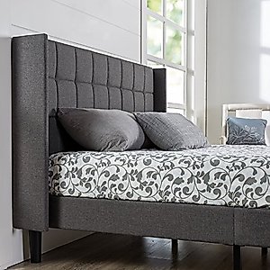ZINUS Dori Upholstered Platform Bed Frame with Wingback Headboard, Mattress Foundation, Wood Slat Support, No Box Spring Needed, Easy Assembly, Full