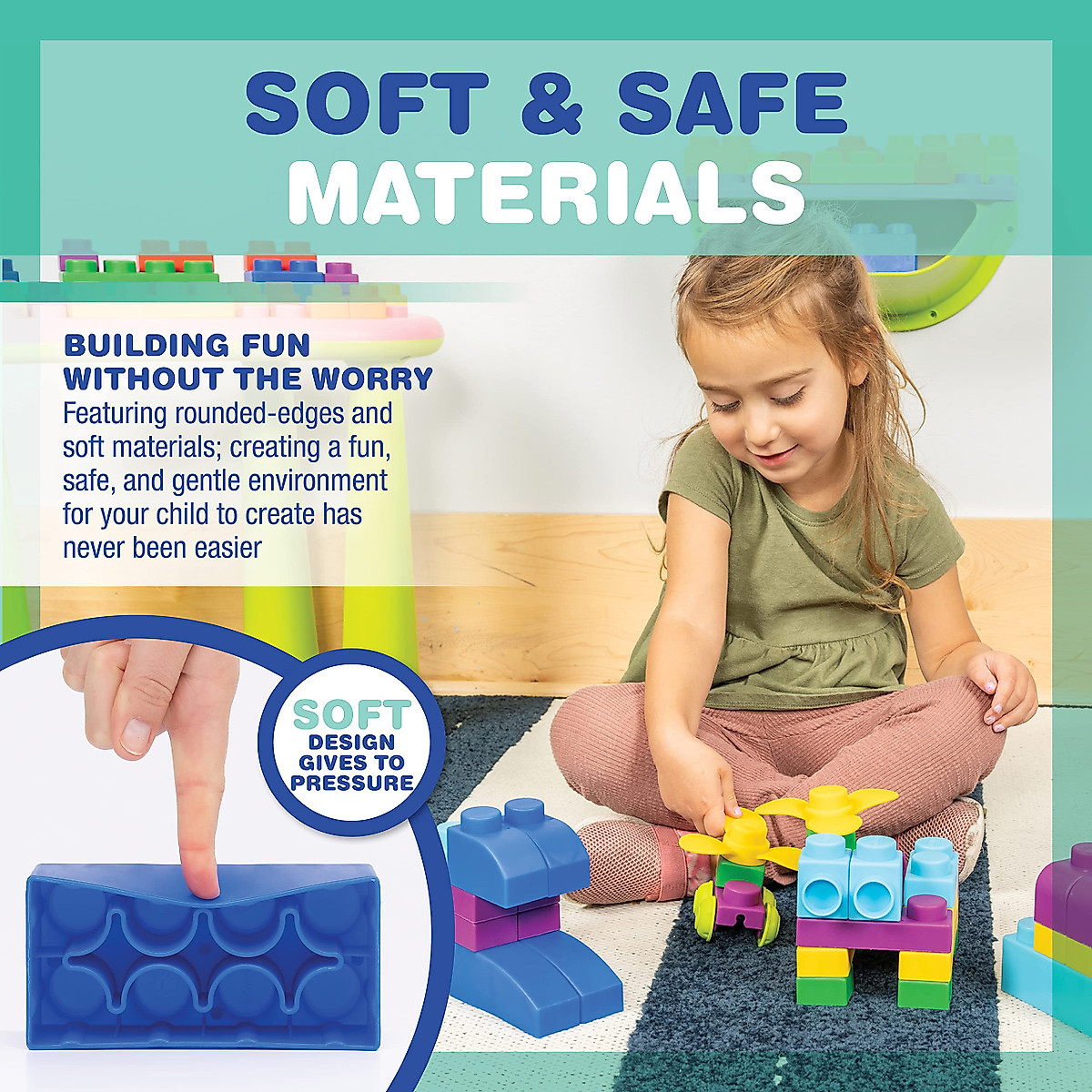 UNiPLAY Plus Soft Building Blocks — Creativity Toy, Educational Play, Cognitive Development, Early Learning Stacking Blocks for Infants and Toddlers, Primary (80-Piece Set)
