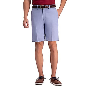Haggar mens Cool 18 Pro Straight Fit 4-way Stretch Flat Front Expandable Waist With Big & Tall Sizes Casual Shorts, Blue, 38 US