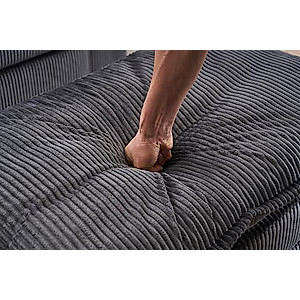 ERYE Oversized Loveseat Sectional Sofa Modern Deep Seat Reversible Chaises Couch with 2 Movable Ottomans and Pillows, Modular Corduroy Upholstered Sleeper Daybed for Living Room,Apartment,Office