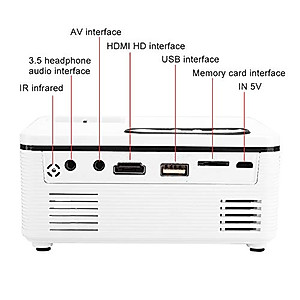 VBESTLIFE Mini LED Projector 1080p HD Private Home Cinema Theater Portable Movie Projector Compatible with Desktop Laptop PC Smartphone, Gift Pocket Projector for Party Outdoor Recreation(White)