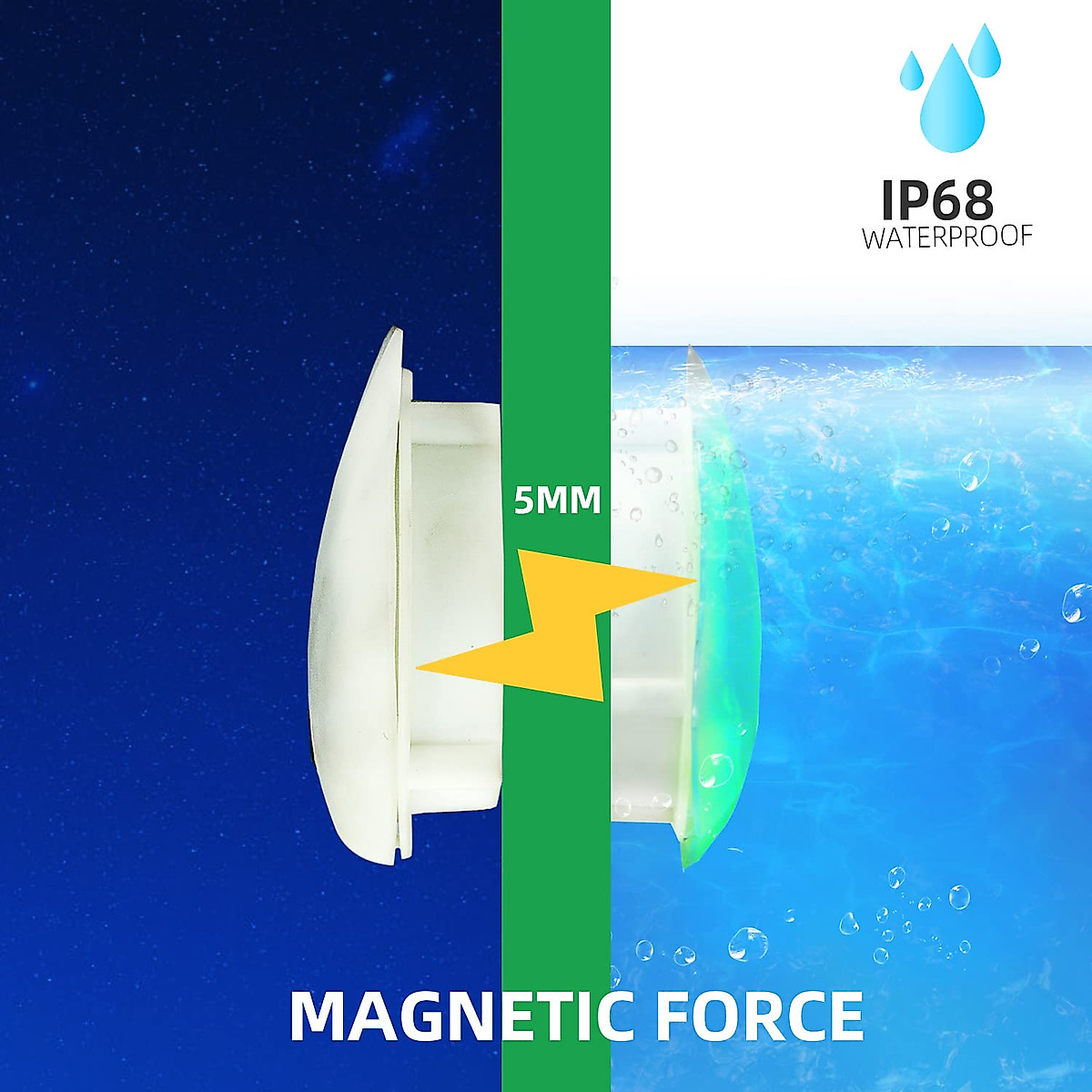 SEURON Magnetic Pool Wall Light, 1400 Lumens Color Changing Underwater ...