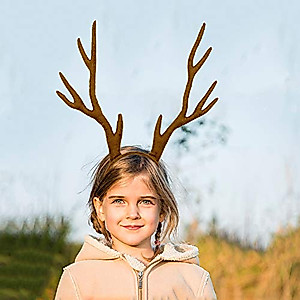 MR.FOAM Reindeer Antlers Headband, Antlers Headband Adult Deer Antlers Headband Women Reindeer Antlers Headband for Halloween Christmas and Easter Party (brown)