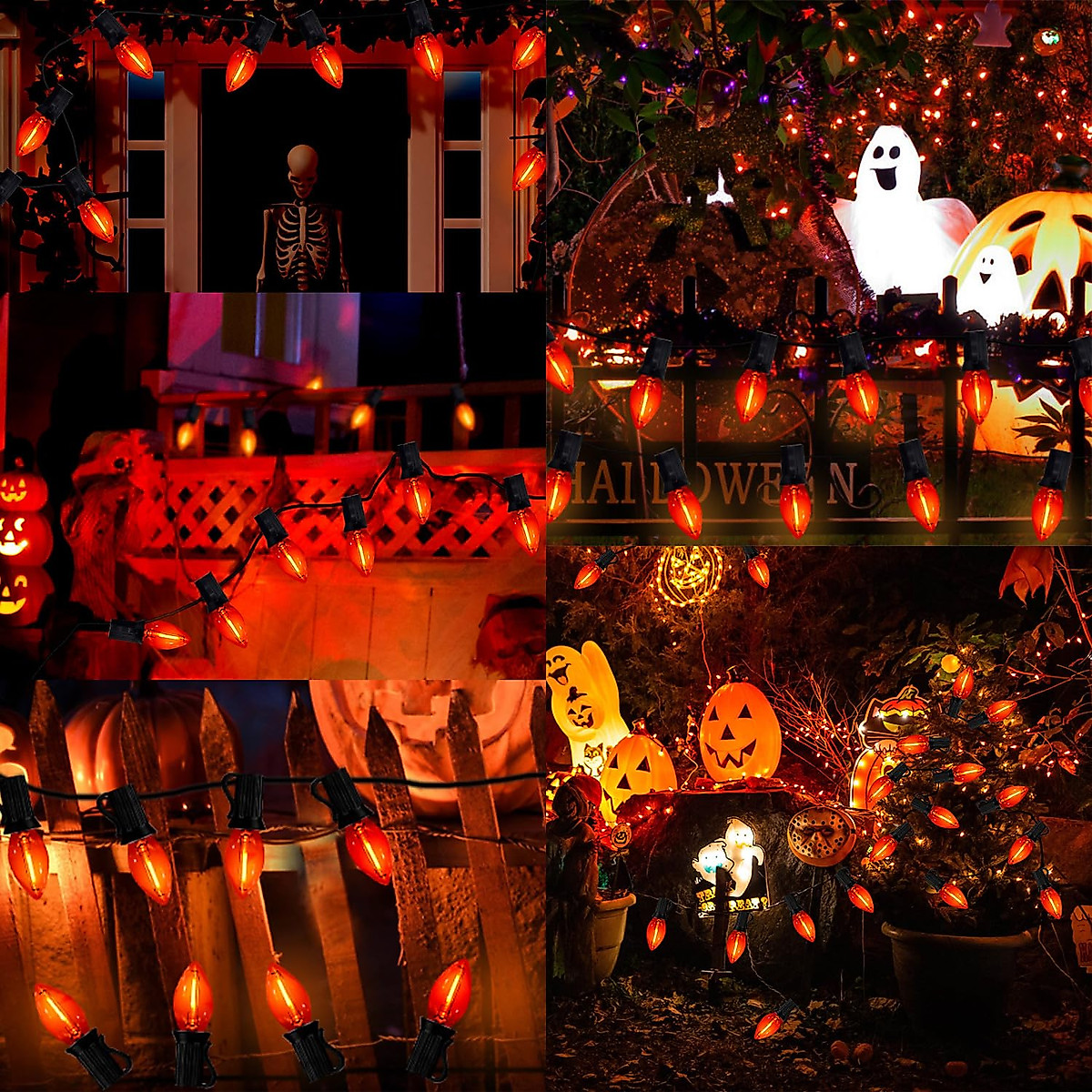 SOTOPOO Orange E12 LED Bulb, 25 Pack C7 Orange Light Bulbs, C7 LED Replacement Bulbs for Christmas Halloween Indoor Outdoor String Lights, C7/E12 Candelabra Bulb, 0.6Watt