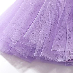 Flofallzique Purple Little Girl Dress Summer Toddler Tutu Birthday Fancy Party Girls Clothes(4T, Lavender)