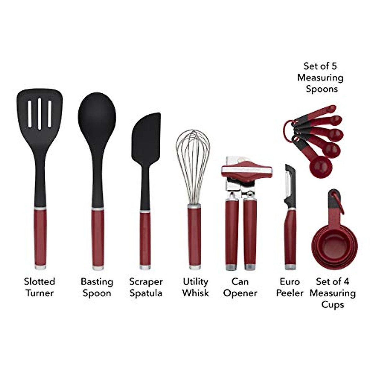 KitchenAid Classic Tool and Gadget Set, 15-Piece, Empire Red
