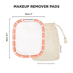 Dock & Bay Reusable Makeup Pads - Face & Skin Cleaner - Ultra Soft, Washable - 3 Pack with Included Wash Bag - (12x10cm) - Peppermint Pink