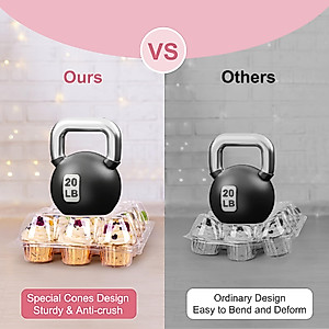 oridom Cupcake Carrier 12 Pack*12 Sets, Stackable Plastic Cupcake Containers Boxes 12 Count, Clear Cupcake Holder with Detachable High Dome Lid, Disposable Cupcake Storage Containers Cupcake Trays