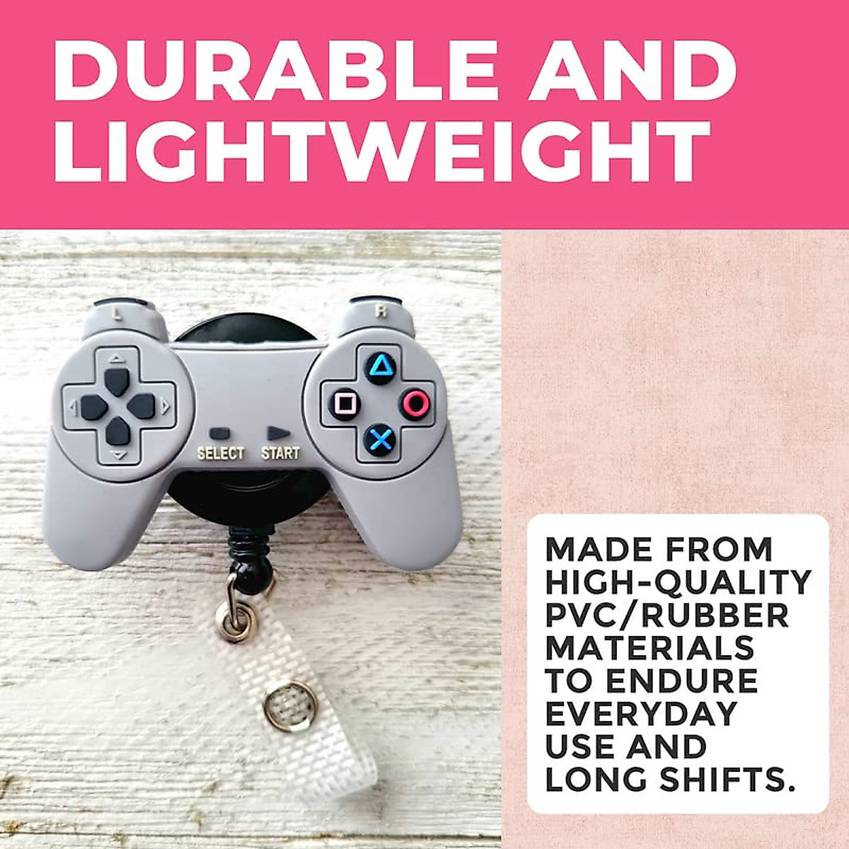 Video Game Nostalgia Controller Retractable ID Badge Reel - Alligator Clip