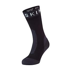 SEALSKINZ Unisex Waterproof Extreme Cold Weather Mid Length Sock, Black/Grey/White, Large