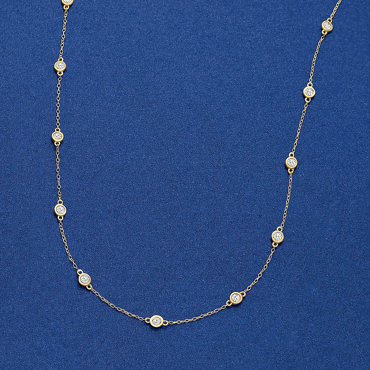 Ross-Simons 14kt Gold Bezel-Set Diamond Station Necklace