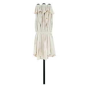 Pure Garden 50-LG1283 Beige 15' Double Sided Market Umbrella