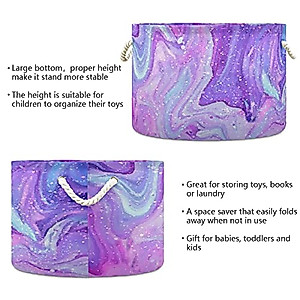 ALAZA Marble Purple Tie Dye Storage Box Toy Basket Laundry Storage Organizer Bins with Handles Large Baskets for Living Room Nursery Decor