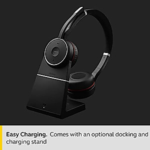 Jabra Evolve 75 MS Wireless Headset, Stereo – Includes Link 370 USB Adapter – Bluetooth Headset with World-Class Speakers, Active Noise-Cancelling Microphone, All Day Battery