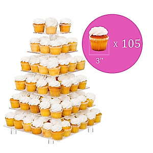 Jusalpha® Large 6 Tier Wedding Party Square Cupcake Stand-Cake Stand-Cupcake Tower-Dessert Display Stand (Large 6 Tier with Base) (6SF)