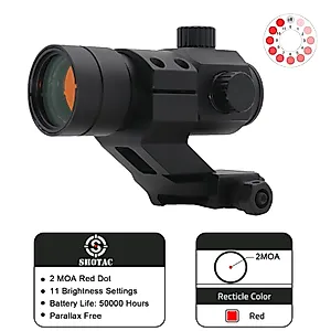SHOTAC Red Dot Sight ST008,2 MOA dot size, Submersible to 10 feet (3 Meters) IPX8 Waterproof & Shockproof Over 15,000 Rounds of .223