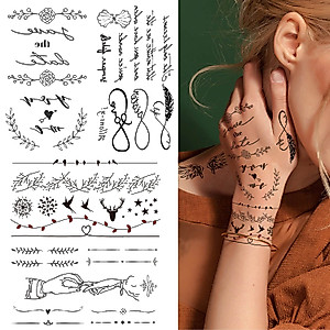 Glaryyears Fake Tiny Temporary Tattoo, 20 Pack Black Sketch Ink Line Small Tattoos Stickers, Various Styles for Fun Party Supplies Vacation on Body Face Hand Wrist