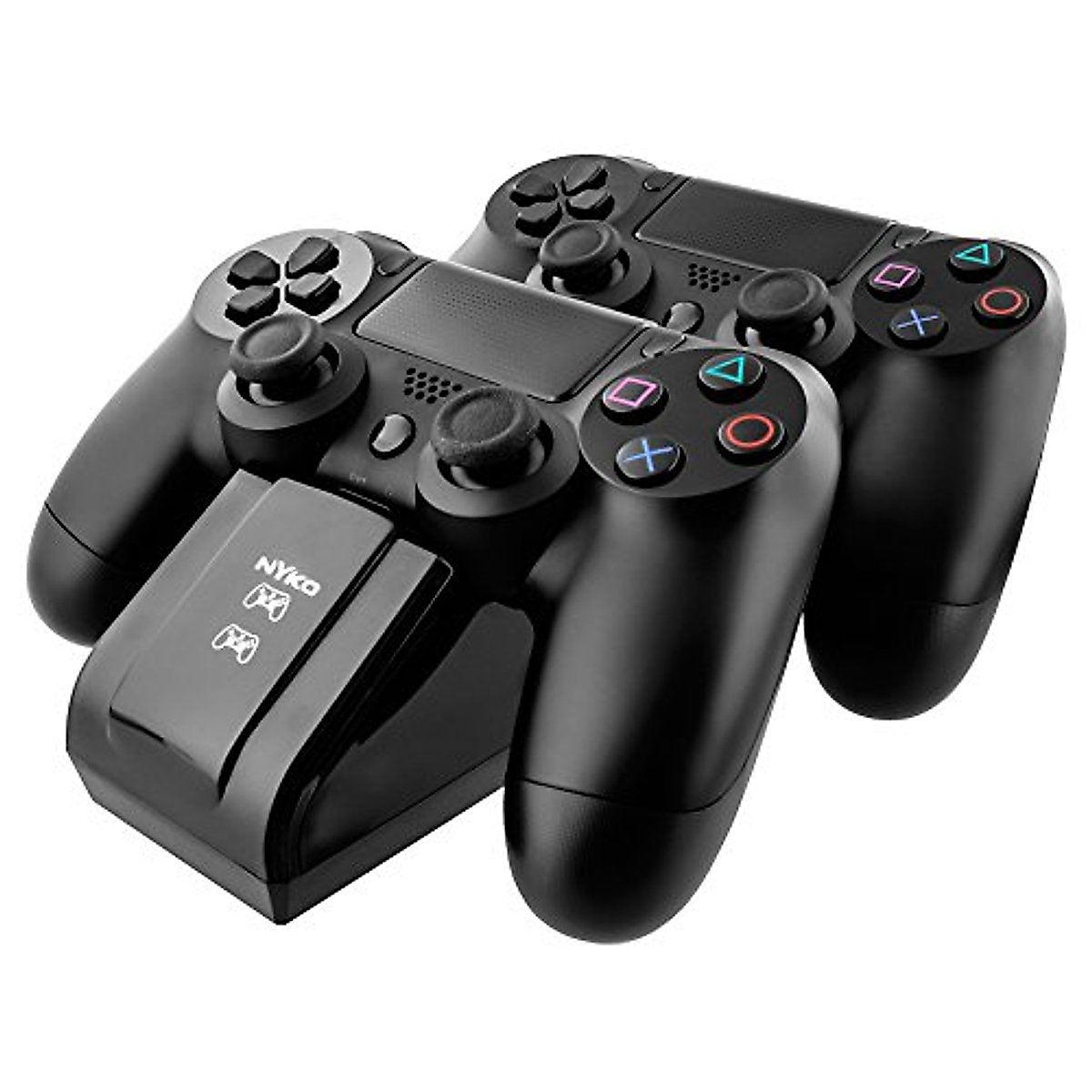 Nyko Charge Base - PlayStation 4 with a Modern and Simple Drop and Charge Design, Dual Patented Dongle Charging Port, Includes a USB and Wall Mount for Super Fast Charging of PS4, PS4 Pro and PS4 Slim Controllers