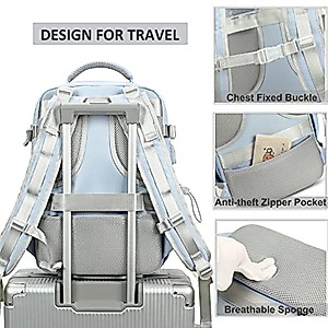 Travel Backpack for Women Men 15.6 Inch Laptop Backpacks with USB Port Carry on Bag Airline Approved Large College School Bookbags Waterproof Work Business Sport Rucksack Casual Daypack (Blue)