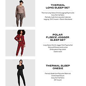 Victoria's Secret PINK Thermal Cropped Long Sleeve Shirt and Legging Pajama Set, PJ Set for Women, 2 Piece Lounge Set PJs, Women's Sleepwear, Black (XL)