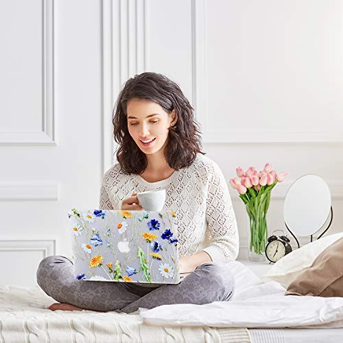 iDonzon Case for MacBook Air 13 inch (A1466/A1369, 2010-2017 Release), 3D Effect Matte Clear See Through Hard Cover Only Compatible Older Version Mac Air 13.3 inch - Floral Pattern
