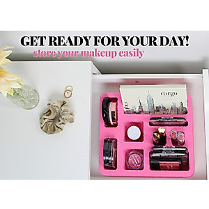 Polar Whale 2 Makeup Pink Drawer Organizers Tray Washable Waterproof Durable Foam Insert for Home Bathroom Bedroom Office 8.6 x 10.25 Inches 9 Compartments for Lipstick Eyeliner Cosmetics and More