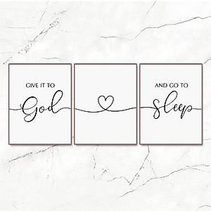 Give It To God And Go To Sleep Sign, Above Bed Wall Decor, Master Bedroom Signs, Bedroom Wall Art, Inspirational Decor, Signs Above Bed, Bedroom Decor, Unframed (11x14 inch)