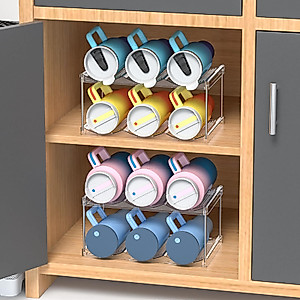 SuoXing 4 Pack Stackable Water Bottle Organizer,4.7" W X5.3 H Great for Stanley Yeti Bottle and Other Tumbler Organizer for Kitchen Cabinets,Clear Stackable Water Bottle Holder and Wine Rack