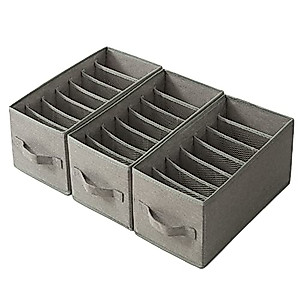 Qozary 3 Pack Wardrobe Clothes Organizer for T-shirt, 7 Grids Foldable Closet Organizers and Storage Bins for Bedroom, Clothes Organizer Box for T-shirts, Leggings, Scarves, Skirts