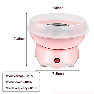 Outamateur Cotton Candy Machine,Homemade Cotton Candy Maker with Large Splash-Proof Plate,10 Bamboo Sticks and Sugar Scoop for Home Birthdays,Family Parties,Festivals,Weddings (Pink)