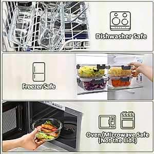 M MCIRCO 24 Pcs Glass Food Storage Containers with Lids, 8 Pcs Glass Baking Dish Set with Lids, Fridge, Microwave, Oven, Dishwasher Friendly, For Cooking, Baking