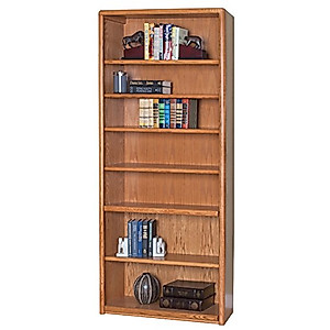 Martin Furniture Contemporary 7 Shelf Wood Bookcase in Medium Oak