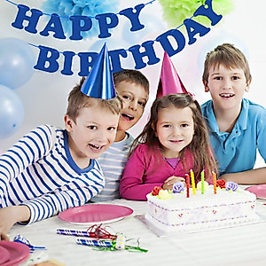 Navy Blue Happy Birthday Banner Sign Happy Birthday Bunting Banner Flag Garland for Kids Boys Baby Birthday Party Decorations Supplies