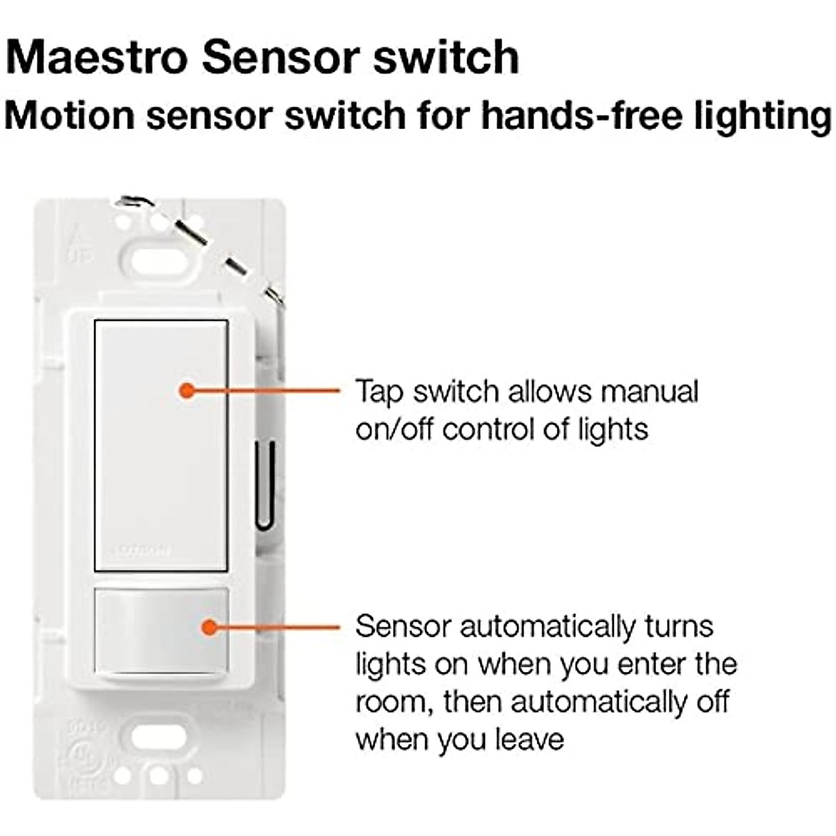 Lutron Maestro Motion Sensor Switch | 5A, Single-Pole or Multi-Location | MS-OPS5M-WH, White