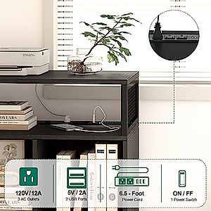 Tcpuolr Lateral File Cabinet with Charging Station, File Cabinet with Lock, Cabinets for Home Office, Mobile Filing Cabinet with Drawer, Printer Stand for A4, Letter Size and File Folders