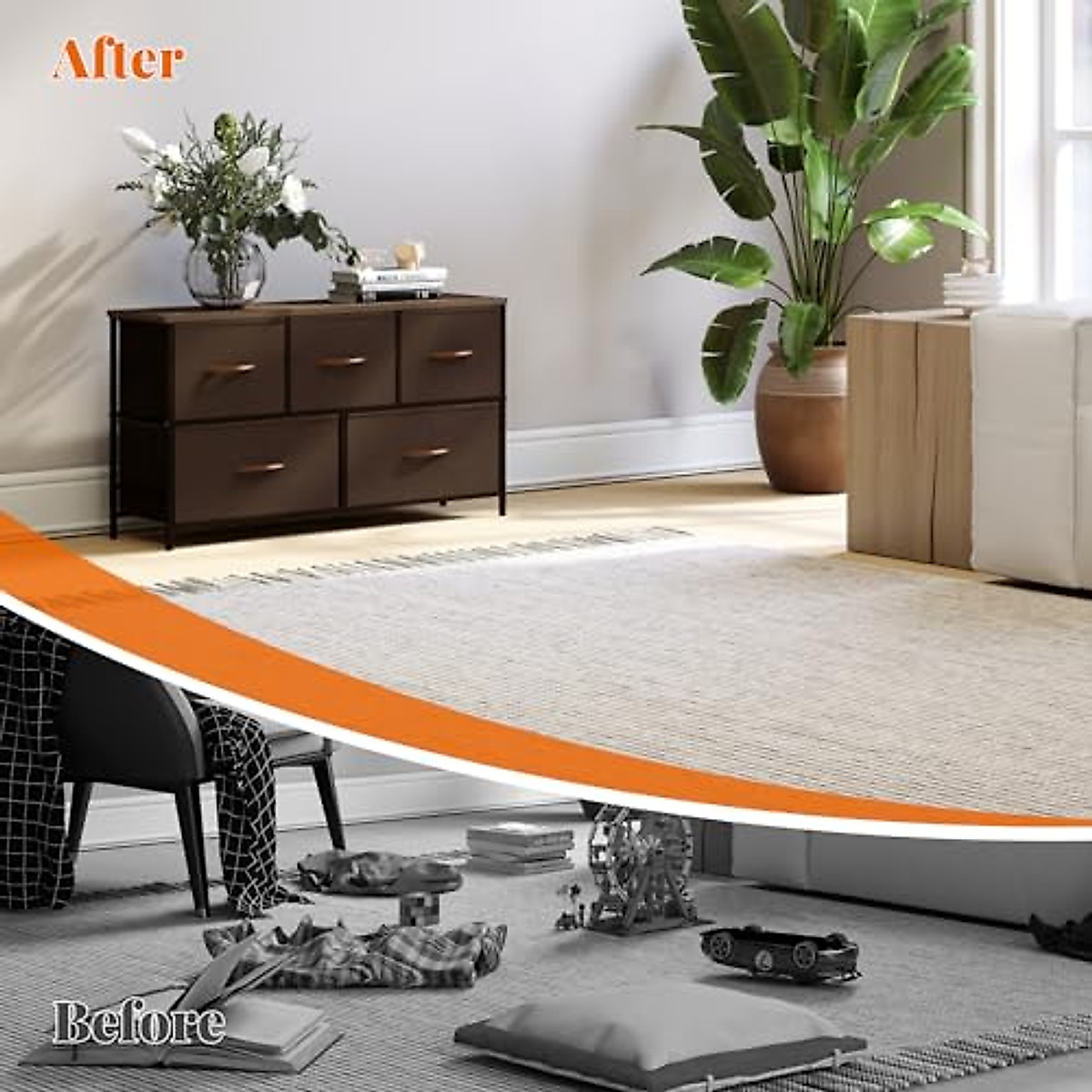 ROMOON Dresser for Bedroom, Dresser Wide for Closet with 5 Drawers, Small Fabric Dresser & Chests of Drawers for Bedroom,Nursery, Hallway.(Brown)