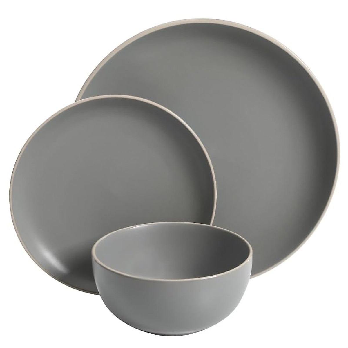 IULJH Matte 12-Piece Dinnerware Set Dinner Set Plates and Dishes Family Cutlery Salad Plates and Bowls