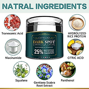 CITYGOO Dark Spot Remover for Face and Body, Dark Spot Corrector Cream, Natural Ingredient,Enriching Skin Care For All Skin Tones - Melasma, Freckle, Sun Spot Remover & Blemish Reducer-1.7 FL OZ