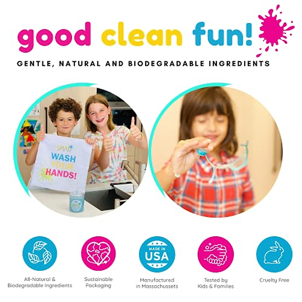 Fun Kids Hand Soap Green - Natural Bursting Bubbles with Crisp Apple Scent - Irresistible Balls of Soap That SPLAT for Perfect Amount of Soap Every Time - by SPLATZ, 8 oz/60 Hand Washes…