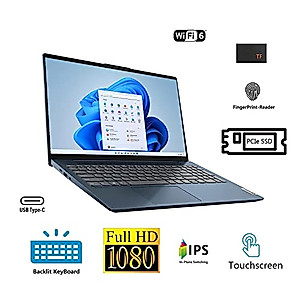 Lenovo 2022 Newest Ideapad5 Flagship Laptop: 15.6" FHD Anti-Glare IPS Touchscreen, Dynamic 4-Core Intel i7-1165G7, 16GB RAM, 512GB SSD, Iris Xe, WiFi-6, Backlit-KYB, FP-Reader, USB-C, Win11H, TF