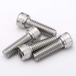 1/4-20 x 1/2", 5/8", 3/4", 7/8", 1" Socket Head Cap Screws, Stainless Steel 18-8 (304), Bright Finish, Fully Threaded, Allen Hex Drive, 50 PCS