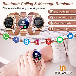INEYES Smart Watches for Women with Diamonds (Answer/Make Call), 1.32" HD Smartwatch with AI Voice for iPhone Samsung Android Phones, Fitness Tracker with Heart Rate Sleep Ovulation Period Monitor