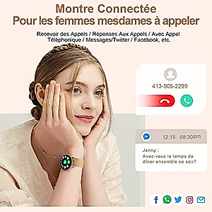 Smart Watches for Women Android Smartwatch for iPhone Compatible iOS Phones Call Recieve Text Heart Rate Blood Pressure Sleep Monitor Activity Tracker IP68 Waterproof