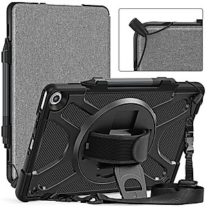 GooodiDEAR for Amazon Fire Max 11 Case (13th Gen 2023), Rugged Multi-Angle Kickstand, Heavy Duty Shockproof TPU Protection, Adjustable Hand Strap, Stylus Holder, Shoulder Strap, Elastic Band - Black