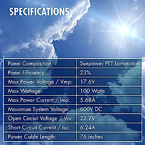 Wagan Foldable 18V Solar Panel with Anderson Connector 6 ft Power Cable Compatible with Any Anderson Equipped Device for RV Laptops Solar Generator Van Camping Off-Grid (100 Watt)